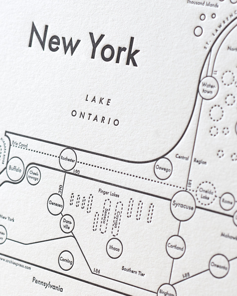 New York State Map Print – Archie's Press