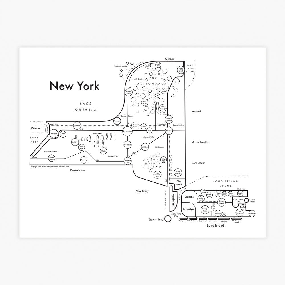 New York State Map Print – Archie's Press