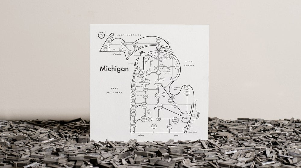 Michigan Map Print – Archie's Press