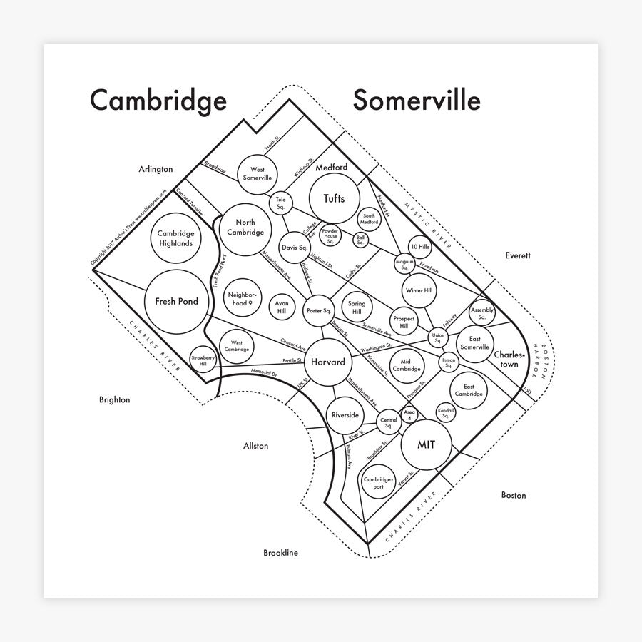 Cambridge & Somerville Map Print – Archie's Press