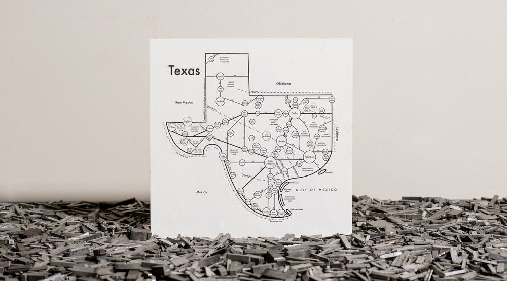 Texas Map Print – Archie's Press