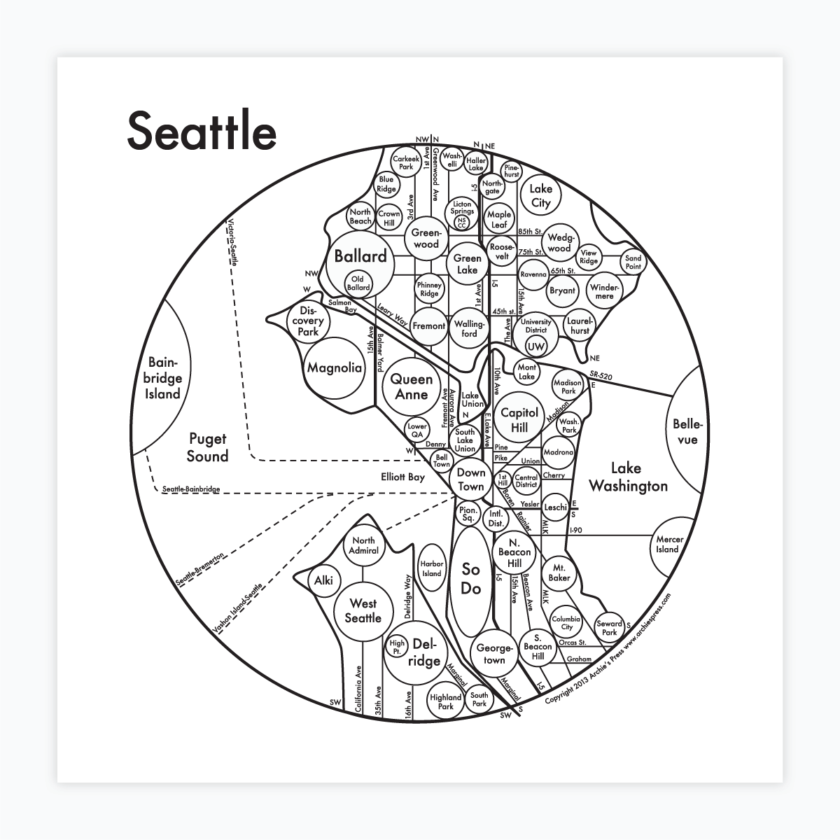 Seattle Map Print – Archie's Press